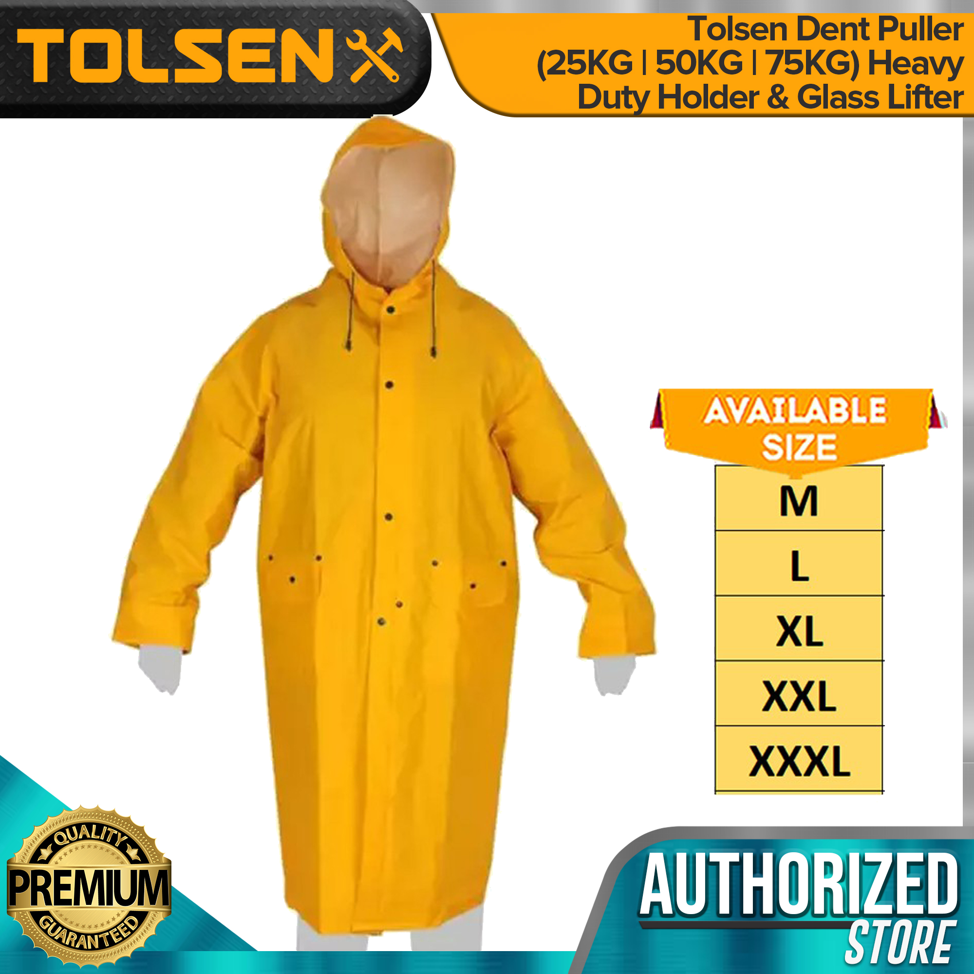 Tolsen Rain Coat w/ 2 Side Pockets and Zipper (M | L | XL | XXL | XXXL ...