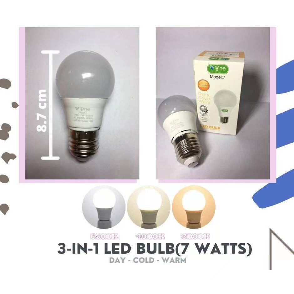 ALS VONE Tri-color E27 LED Light Bulb ( 7 , 9 , 12 Watts ) Day & Cool ...