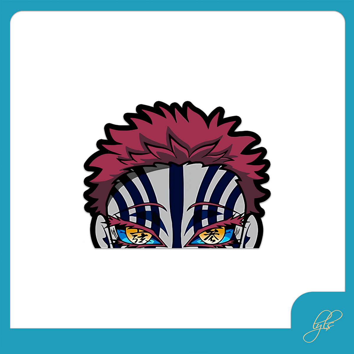 Akaza Demon Slayer Anime Peeker Waterproof Vinyl Sticker for Motorcycle ...