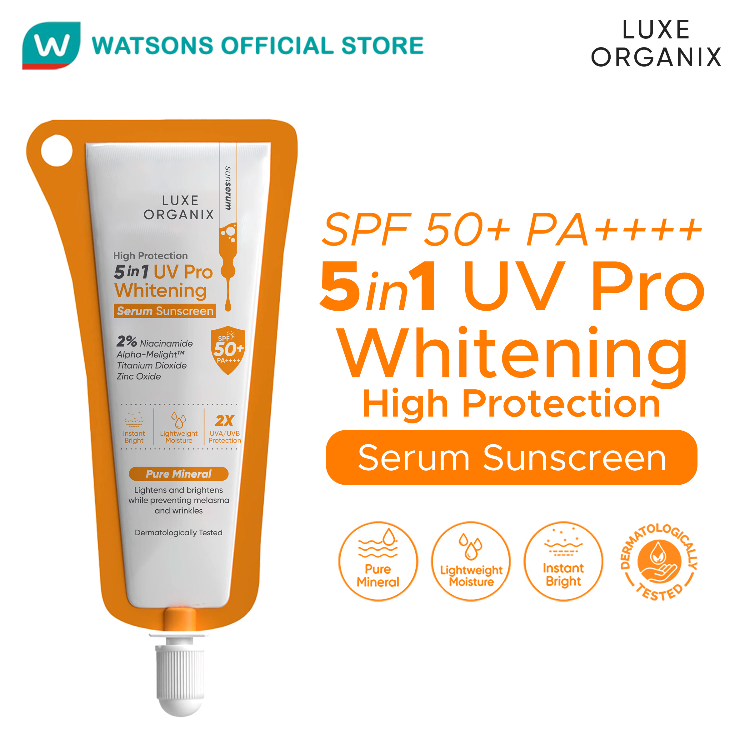 LUXE ORGANIX 5in1 UV Pro Whitening Serum Sunscreen SPF 50 PA+++ 10mL ...