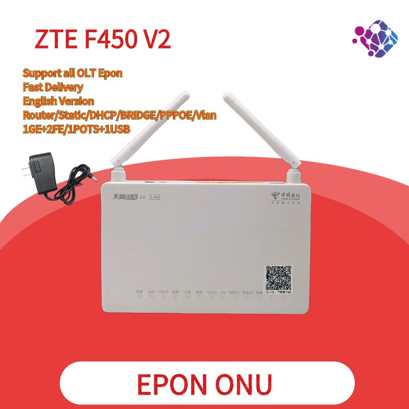 ZTE WIFI Modem F450 V2 EPON ONU ONT OLT 1GE+2FE English Version Second ...