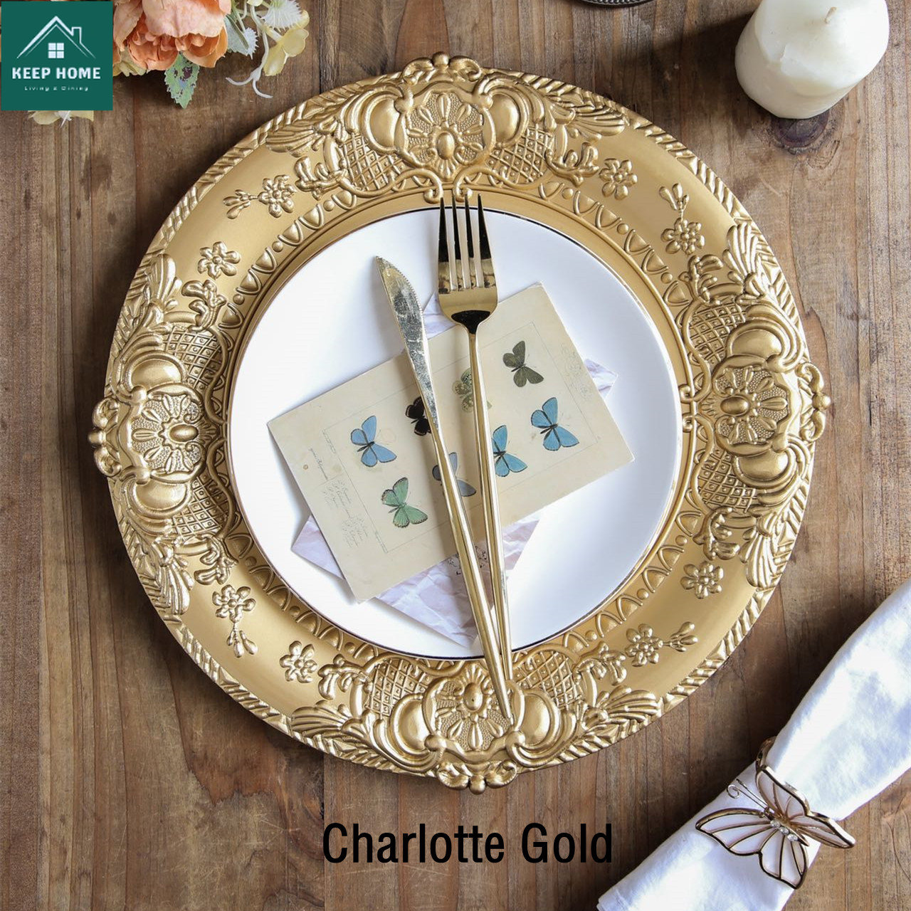 KeepHome PVC Charger Plate Wedding Hotel Party Craft Tray Plastic Tray ...