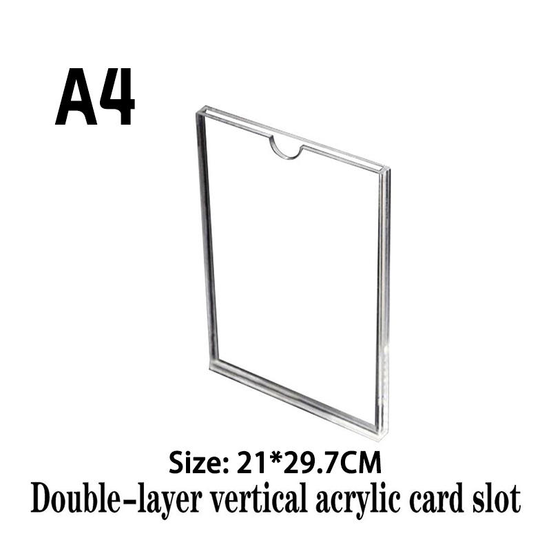 A4 Wall Sign Acrylic Display Frame with Double Side Tape Slot In Memo ...