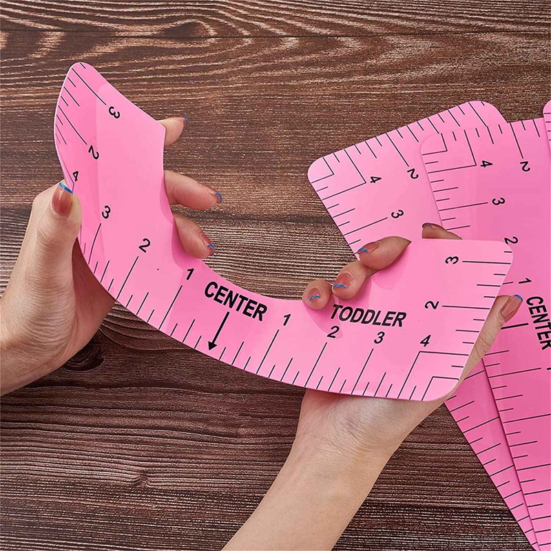 4 PCS Pink T-Shirt Ruler Guide Multifunction Alignment Ruler Tool Set ...