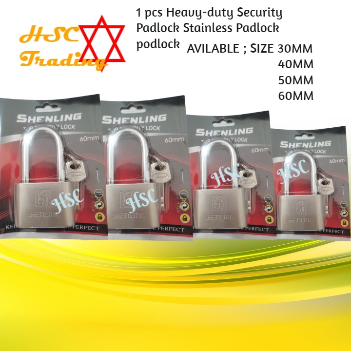 H-1369 1 pcs Heavy-duty Security Padlock Stainless Padlock podlock Long ...