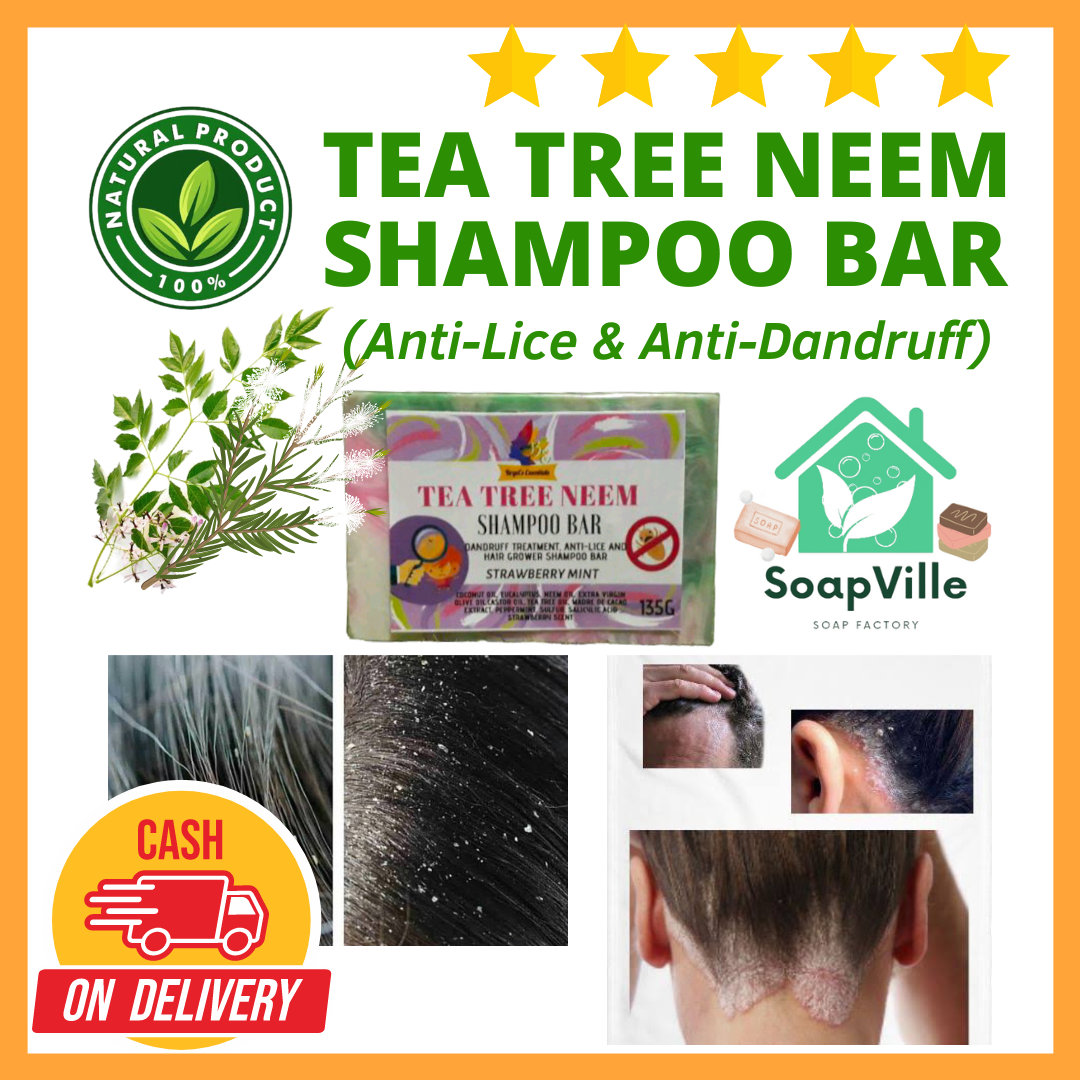 BRYELS CARE TEA TREE NEEM SHAMPOO BAR anti dandruff soap anti lice/kuto ...