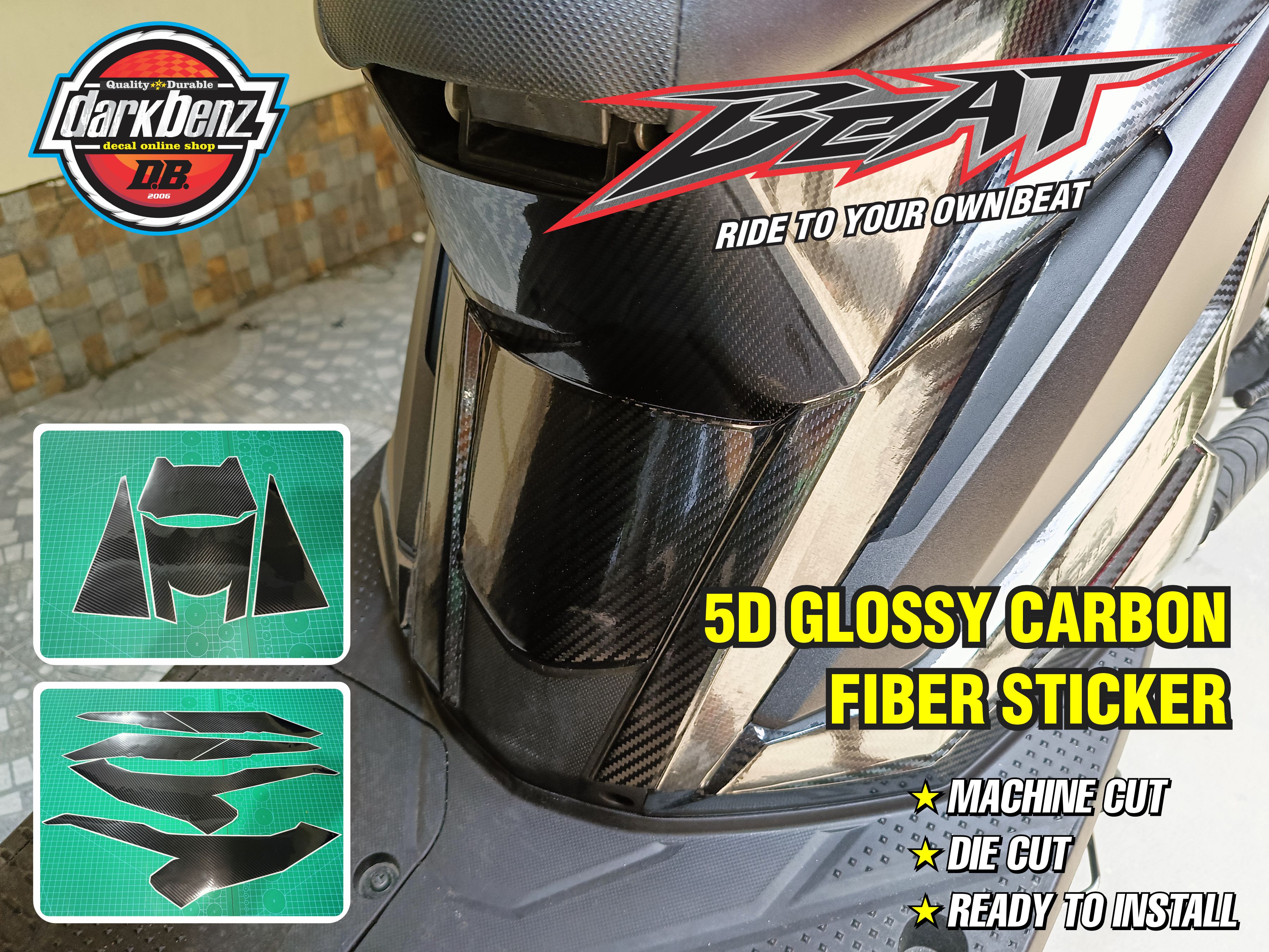 Honda BeAT Fi Version 2 - Inner Rear Part Carbon Fiber Sticker Decal ...