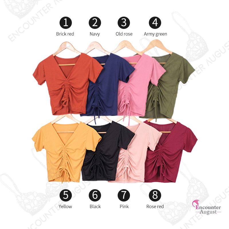 Front String Tops Adjustable Crop Top Drawstring B1134 | Lazada PH