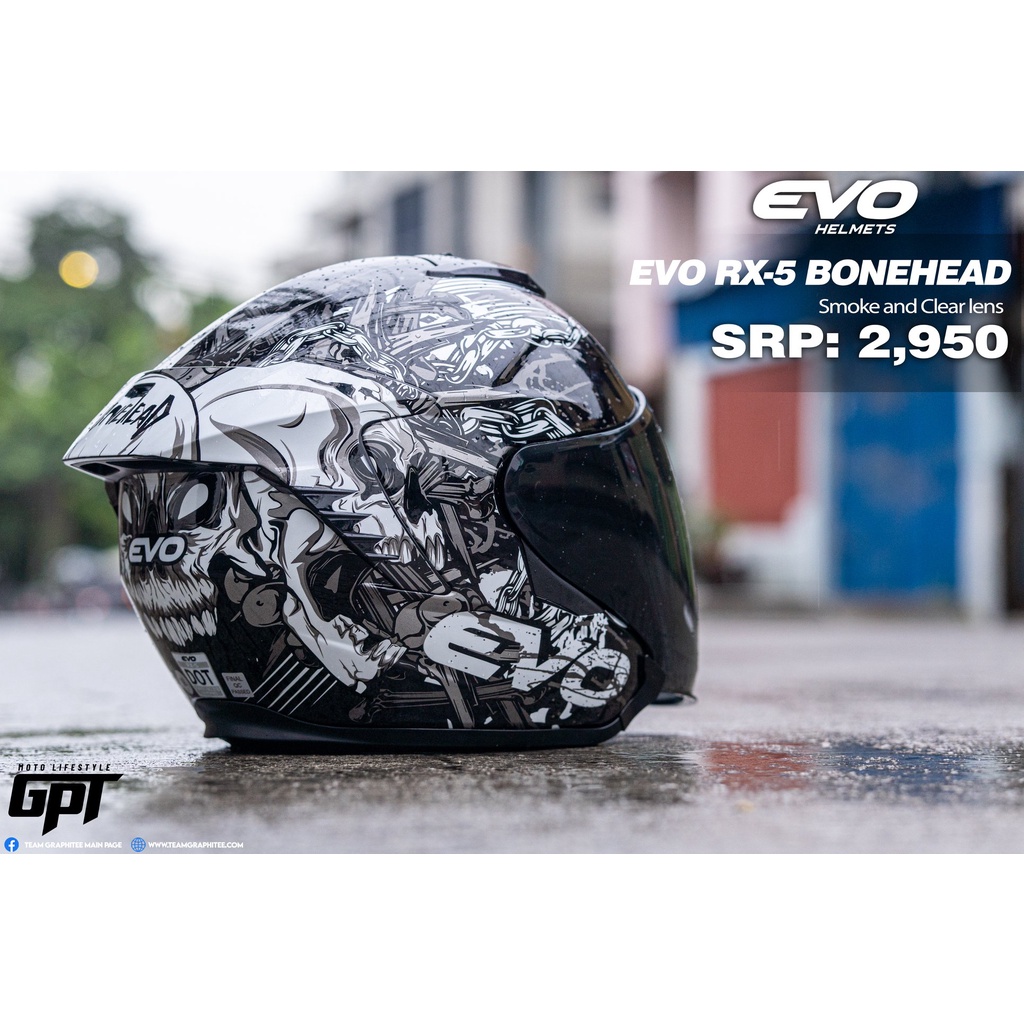 Ships immediately EVO HELMET RX5 BONEHEAD HALF FACE DUAL VISOR | Lazada PH