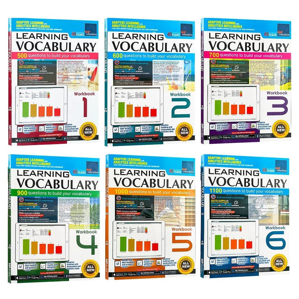 6 Books/set SAP Learning Vocabulary Workbook Educational Study Aids ...