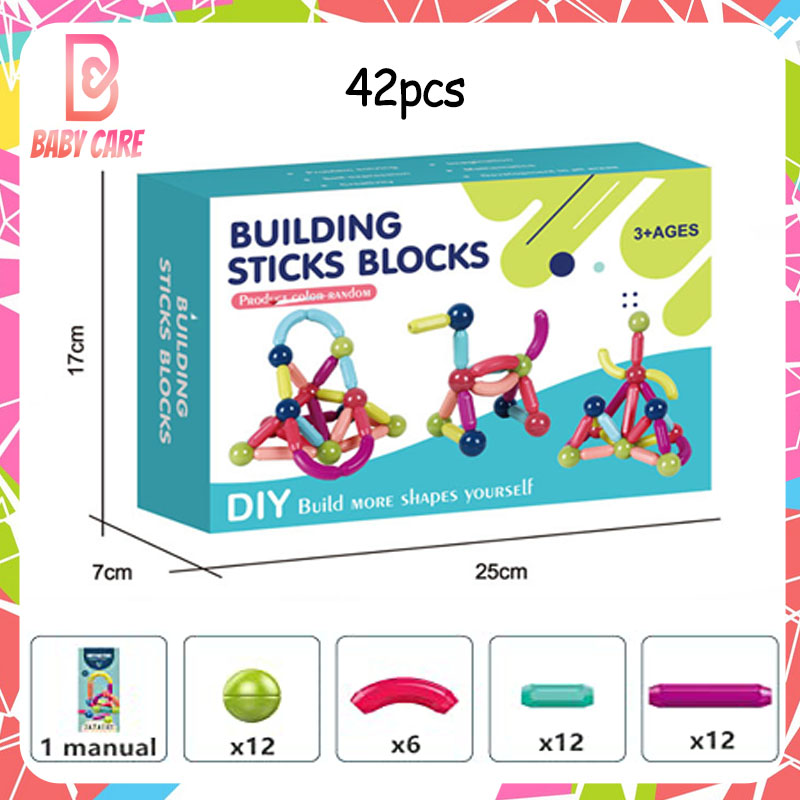 130PCS Big Size Magnetic Sticks Building Blocks Set Constructor Games Magnet Designer Block ...