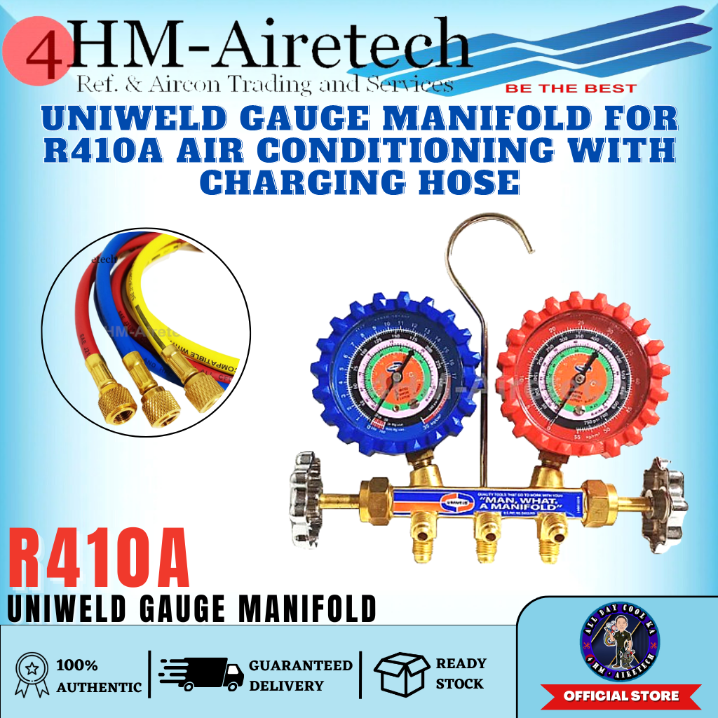 Gauge Manifold UNIWELD FOURHM for 410A Air Conditioning with Charging ...