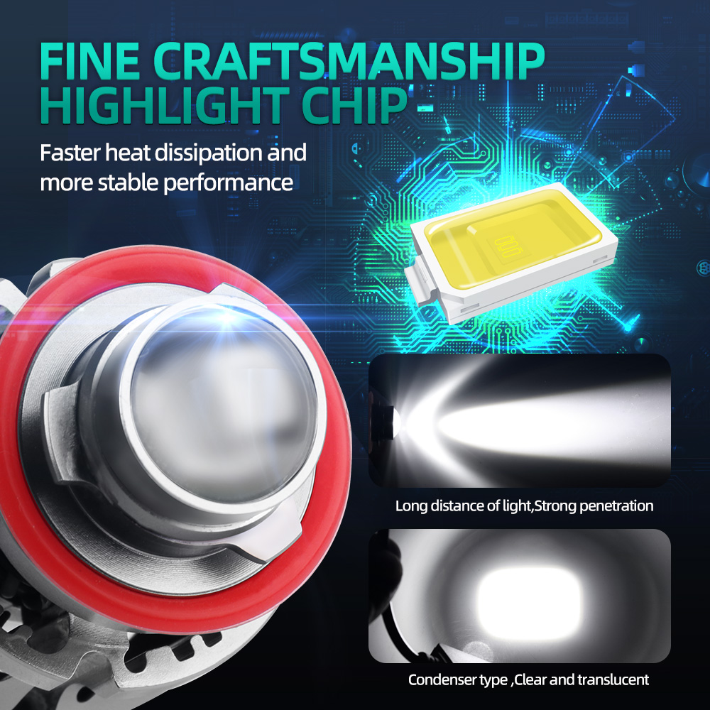 roadsun 2Pcs Car H8 H11 LED Light Bulb Project Headlight Projector Fog ...