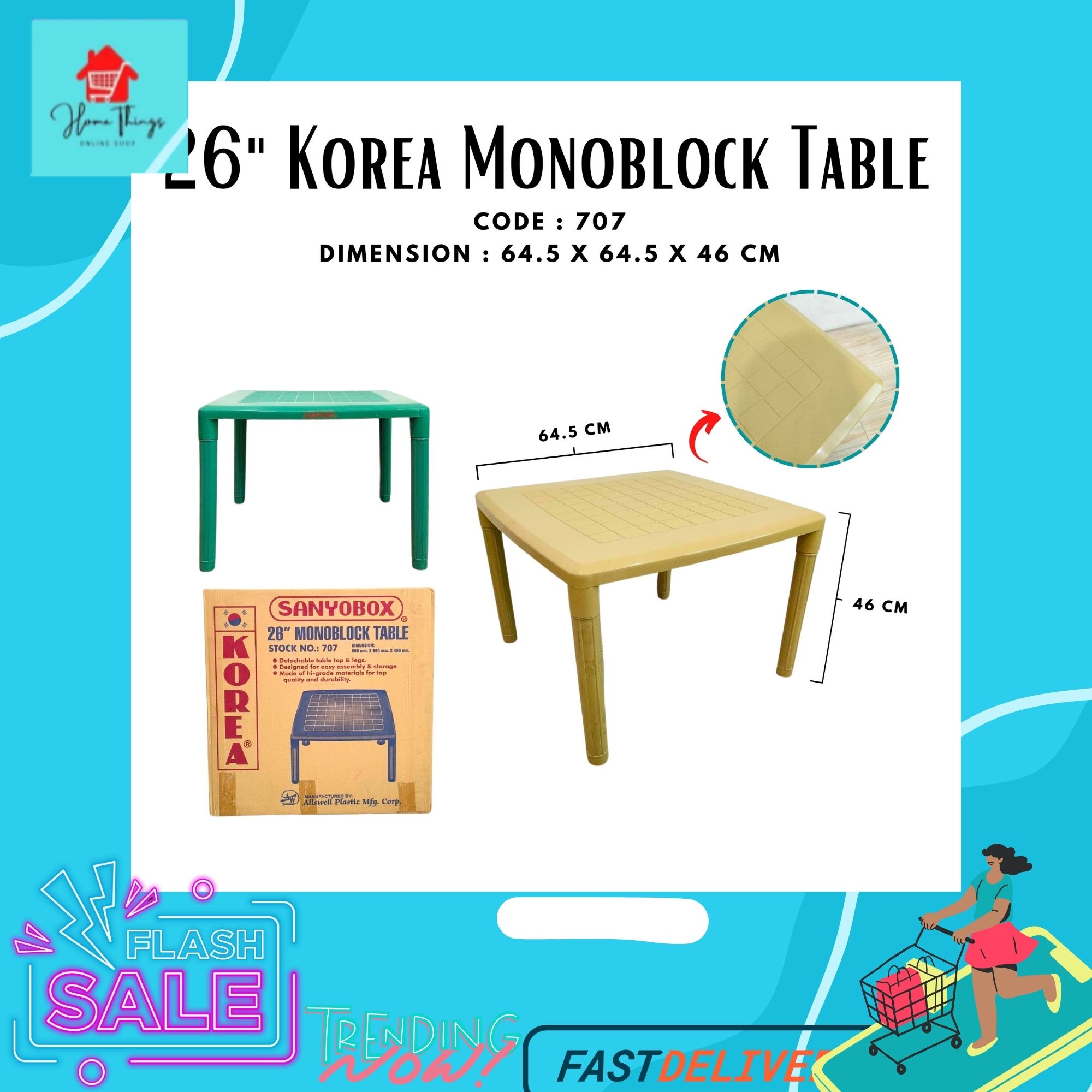[SALE] 0707 KOREA 26" TABLE / MONOBLOC TABLE / PLASTIC TABLE / STUDY ...