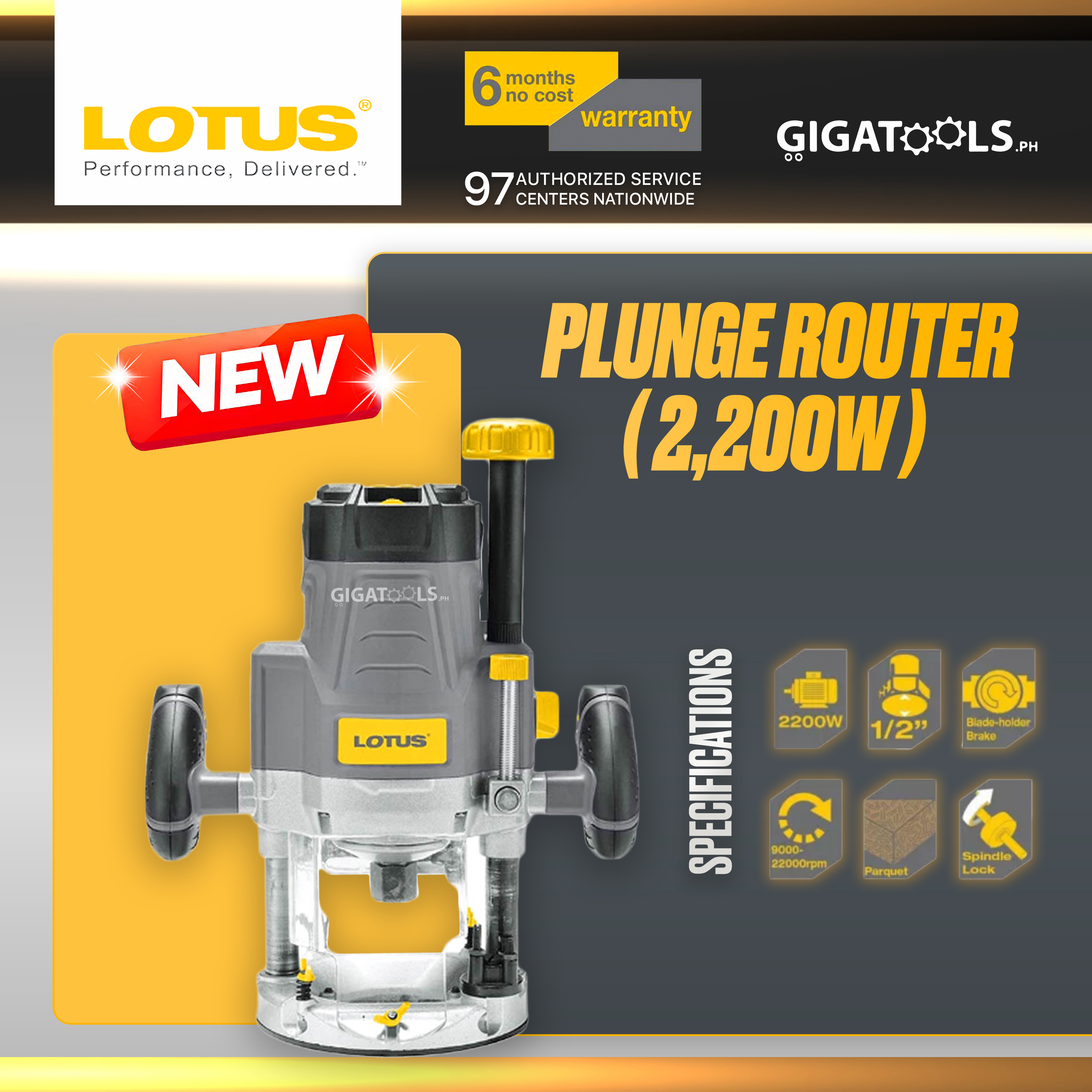 *NEW* Lotus LTPR2200X ½ inch Plunge Router (2200W) with FREE Carbon ...