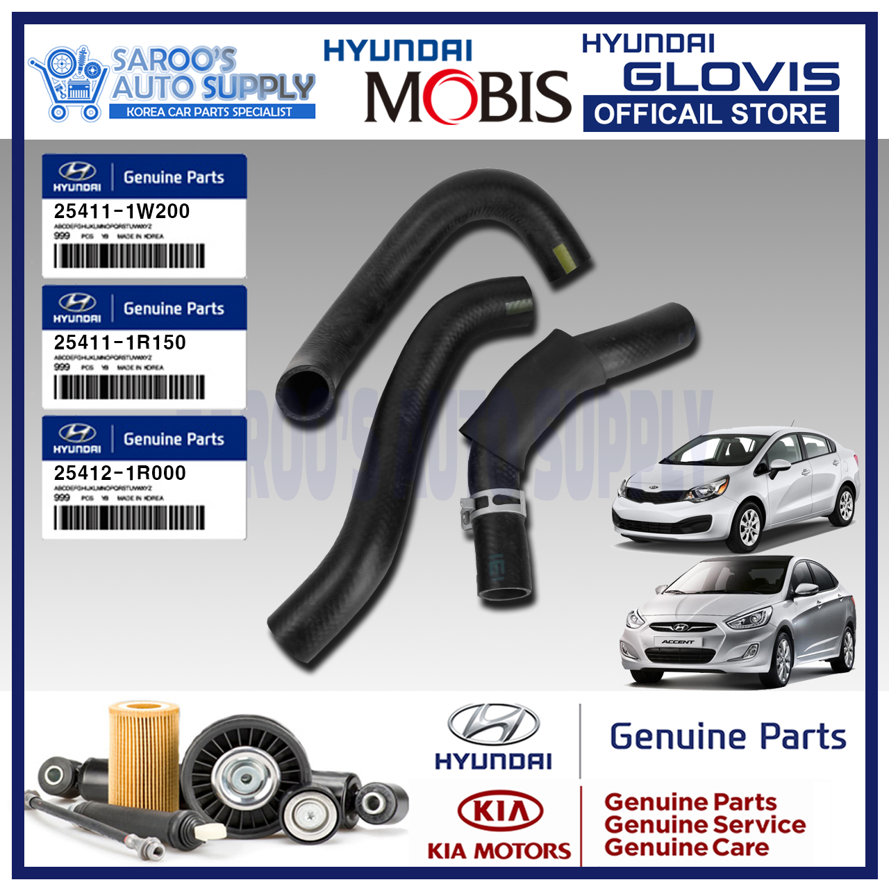 [Genuine] Radiator Hose Set For Accent , Rio , GAS , Original Hyundai ...