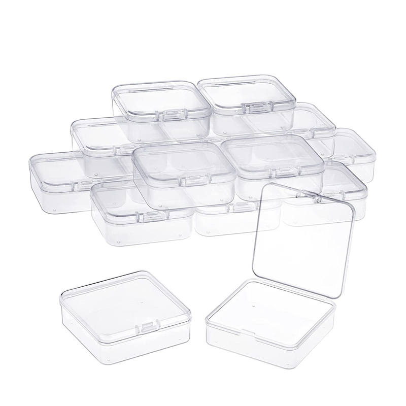 16 Pack Clear Plastic Beads Storage Containers Box with Hinged Lid for ...