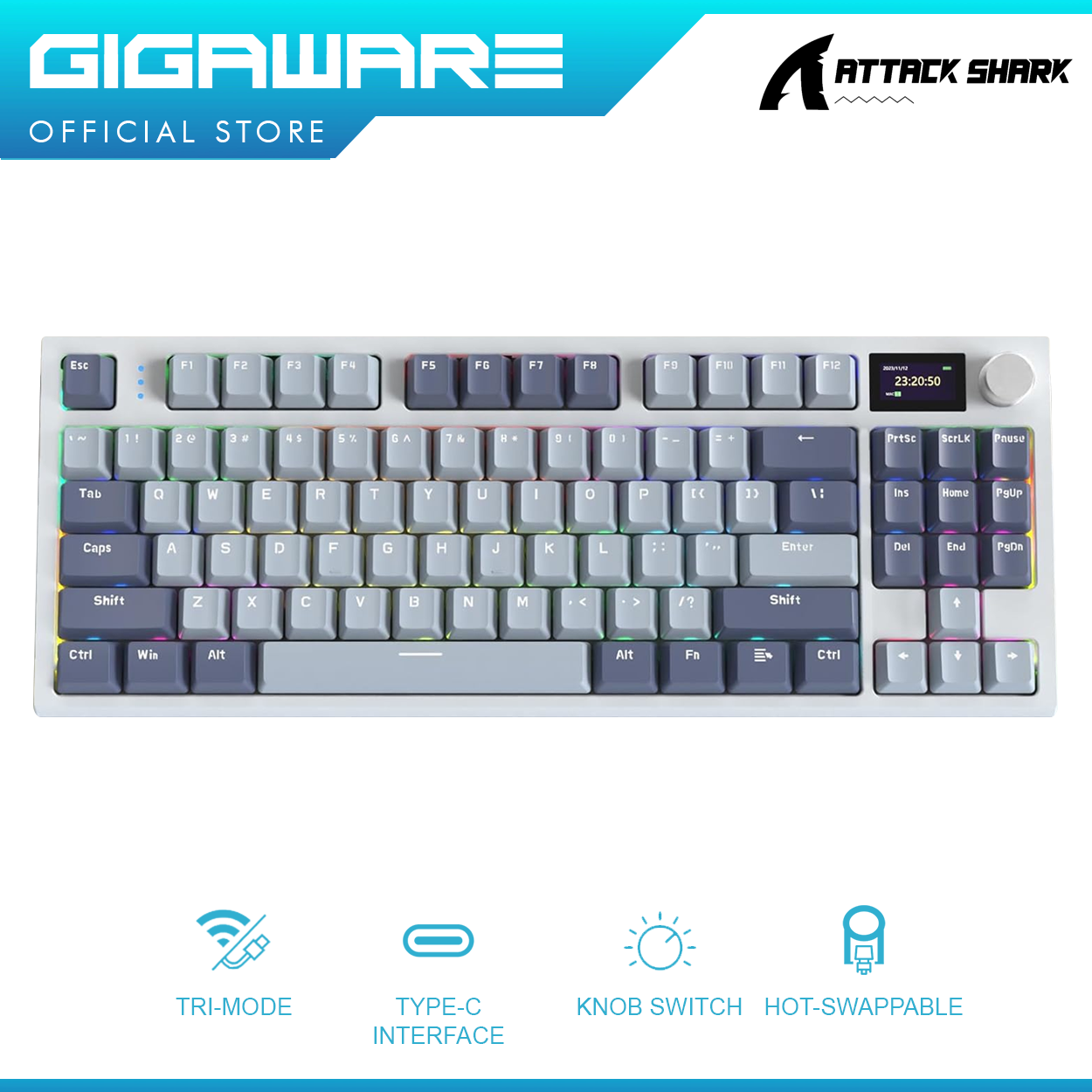 Attack Shark K86 75% Mechanical Keyboard Tri-Mode Wireless Hot ...