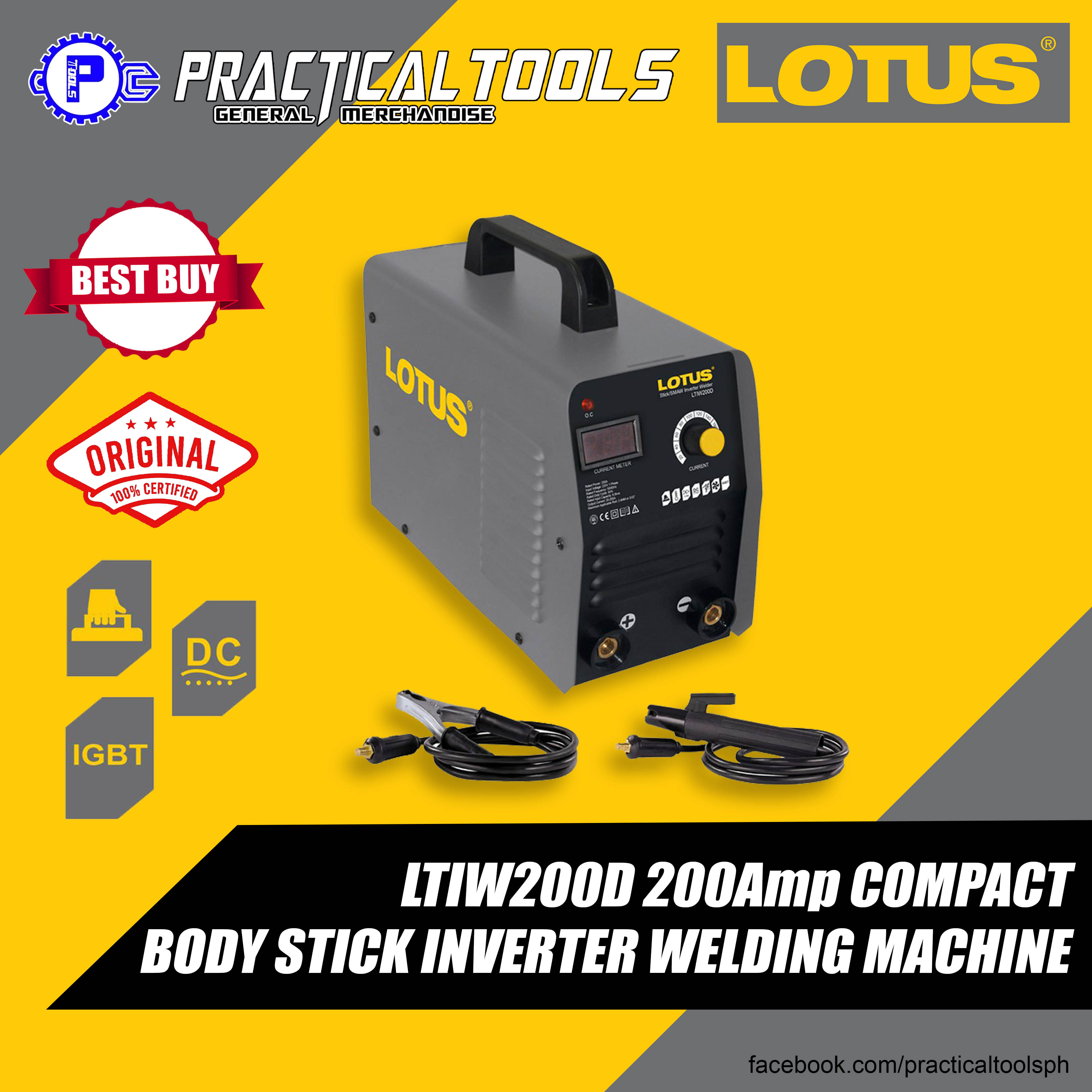 LOTUS LTIW200D 200Amp COMPACT BODY STICK INVERTER WELDING MACHINE ...