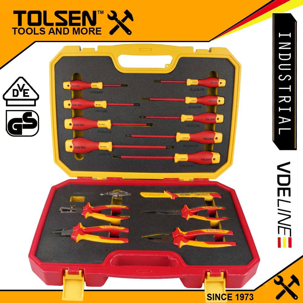 Tolsen Premium VDE 15pcs Insulated Hand Tools Set (w/ Hard Case) GS ...