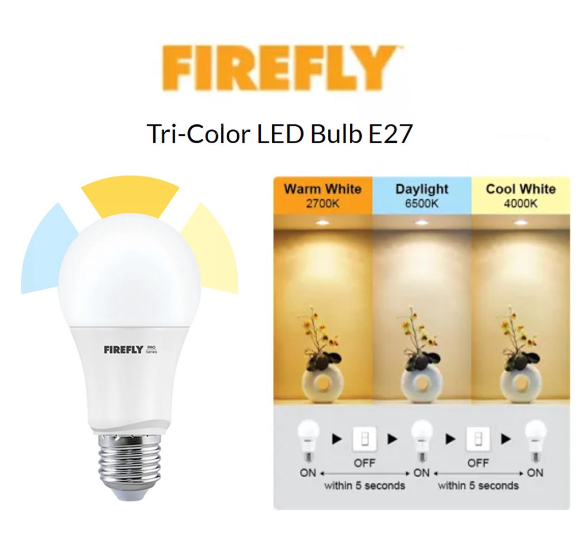 irefly 3 in 1 Tri-Color LED Bulb 8 Watts tricolor E27 Daylight Warm ...
