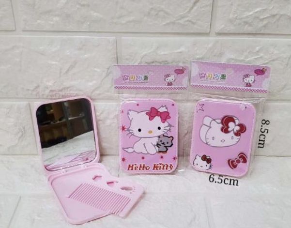 Pink mirror comb Hello kitty mirrors Portable mirror with comb | Lazada PH
