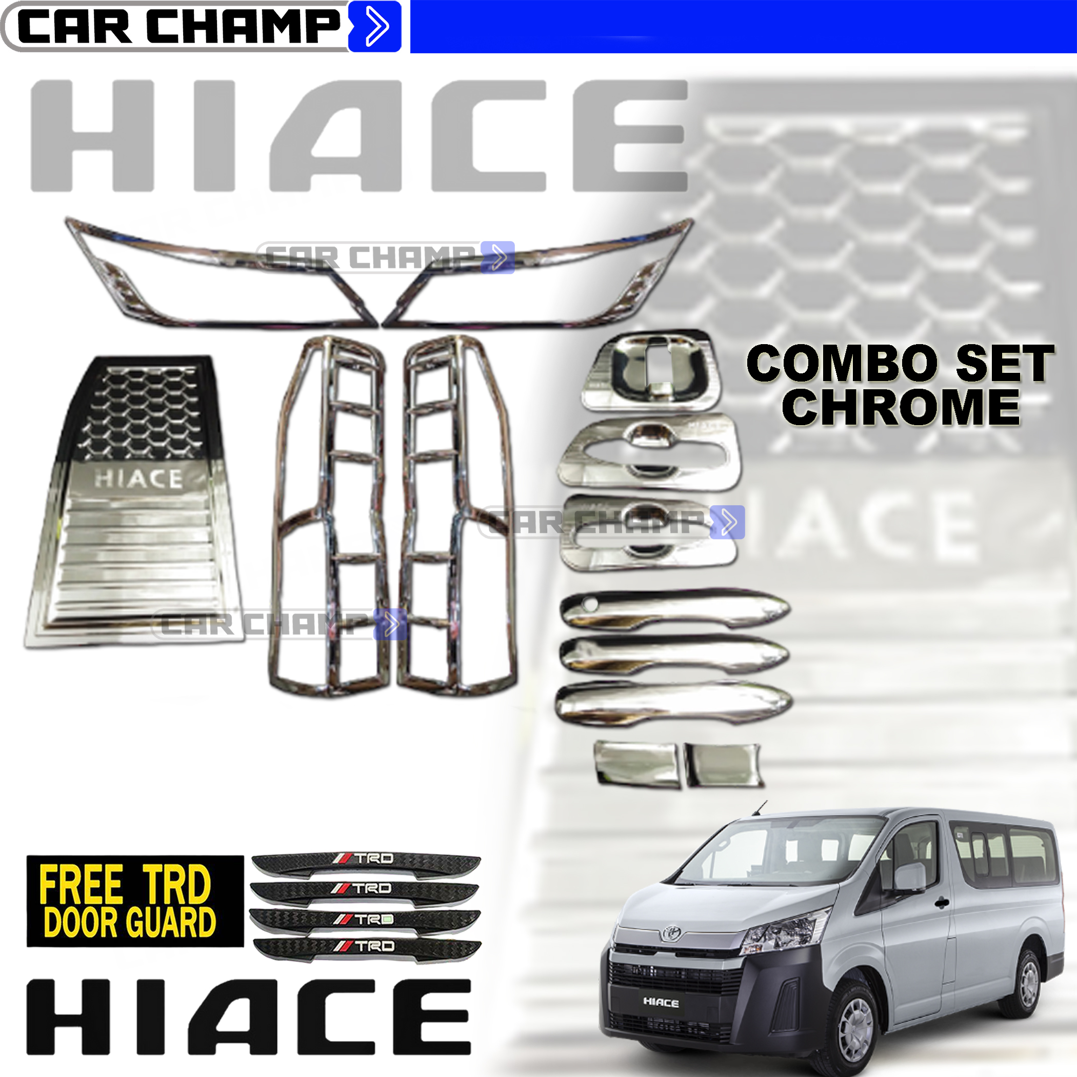 Toyota Hiace Commuter Deluxe 2019 to 2023 Combo Set Garnish Cover ...