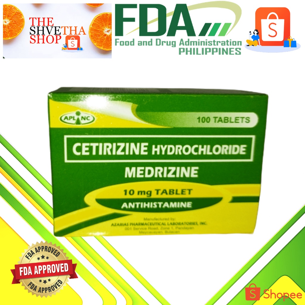 Cetirizi 𝐌𝐄𝐃𝐑𝐈𝐙𝐈 Brand 100Tablets/BOXcc8 | Lazada PH