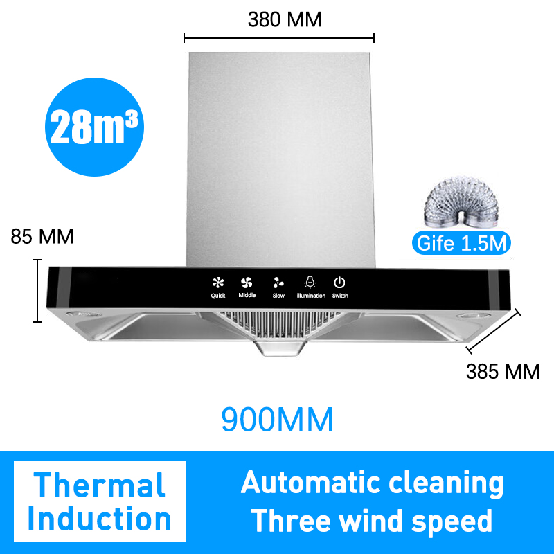 ZZUOM Wall-mounted large suction range hood 900MM household kitchen top ...