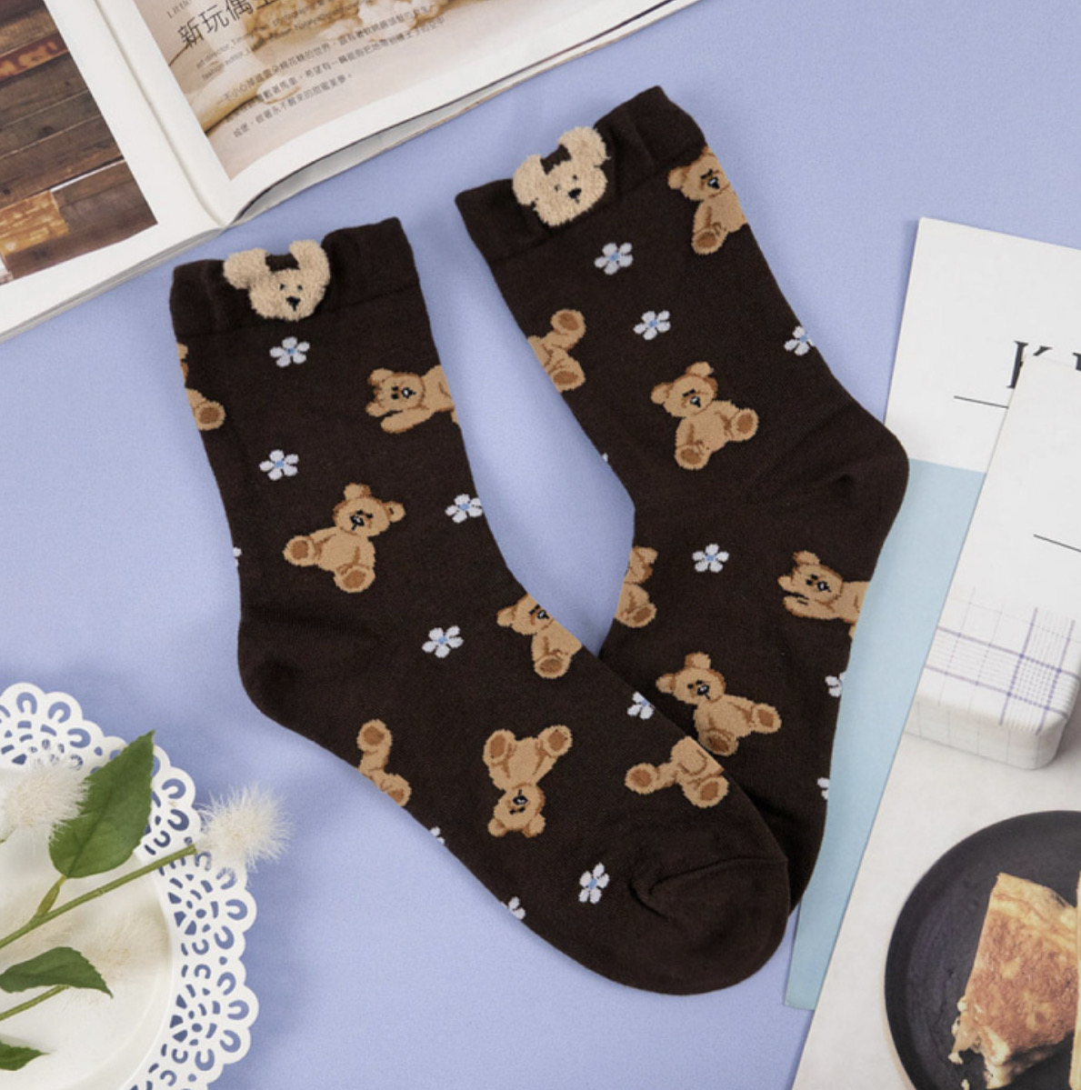 Korean Socks - Teddy Bear Scattered Socks - Iconic Socks | Lazada PH