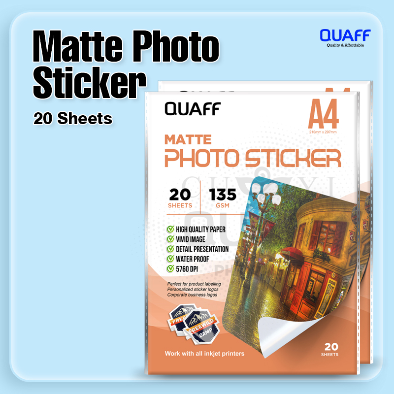 QUAFF Photo Sticker Matte A4 Size 135gsm (20sheets per pack) | Lazada PH