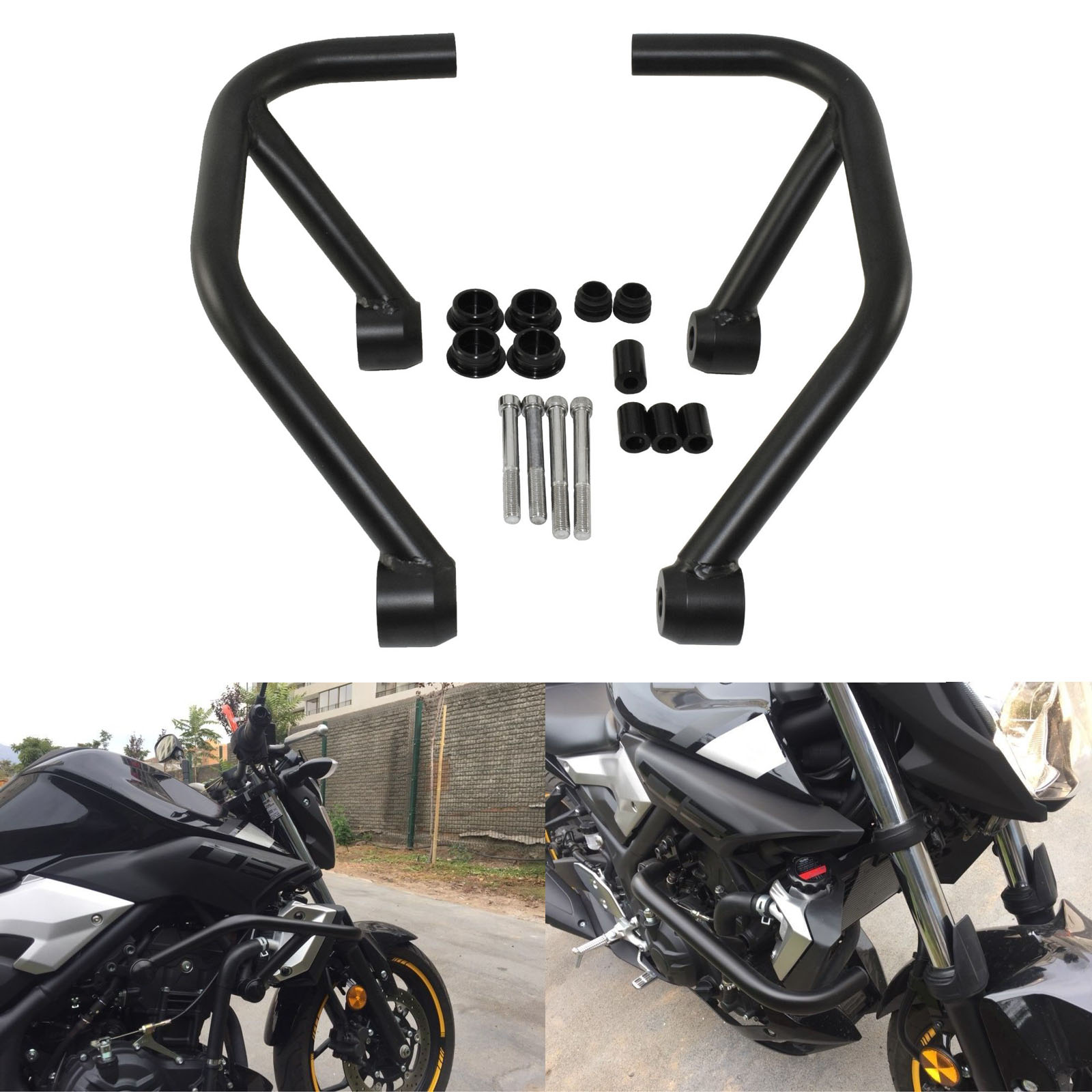 Black Motorcycle Engine Guards Bumper Crash Bar Frame Sliders ...