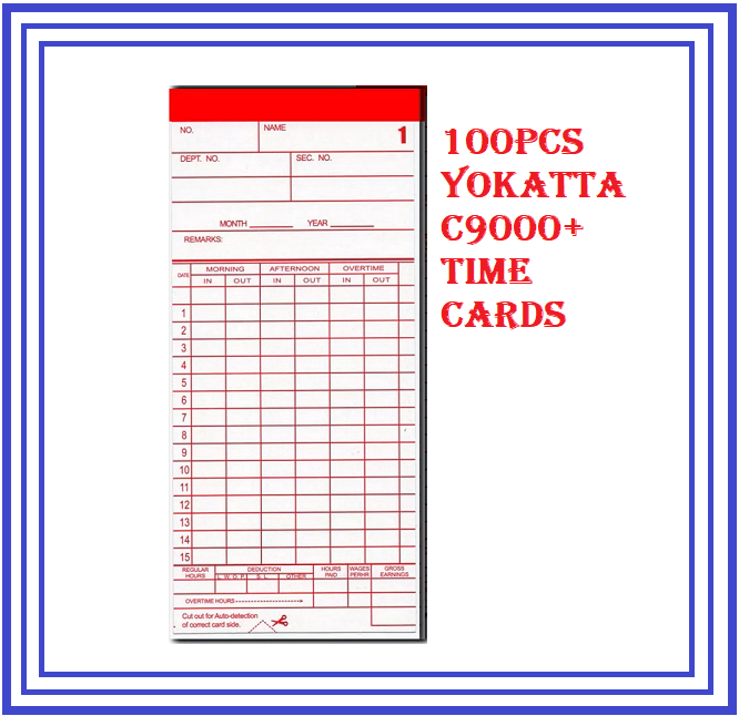 Standard Time Card YOKATTA Time Card For Bundy Clock Time Attendance ...