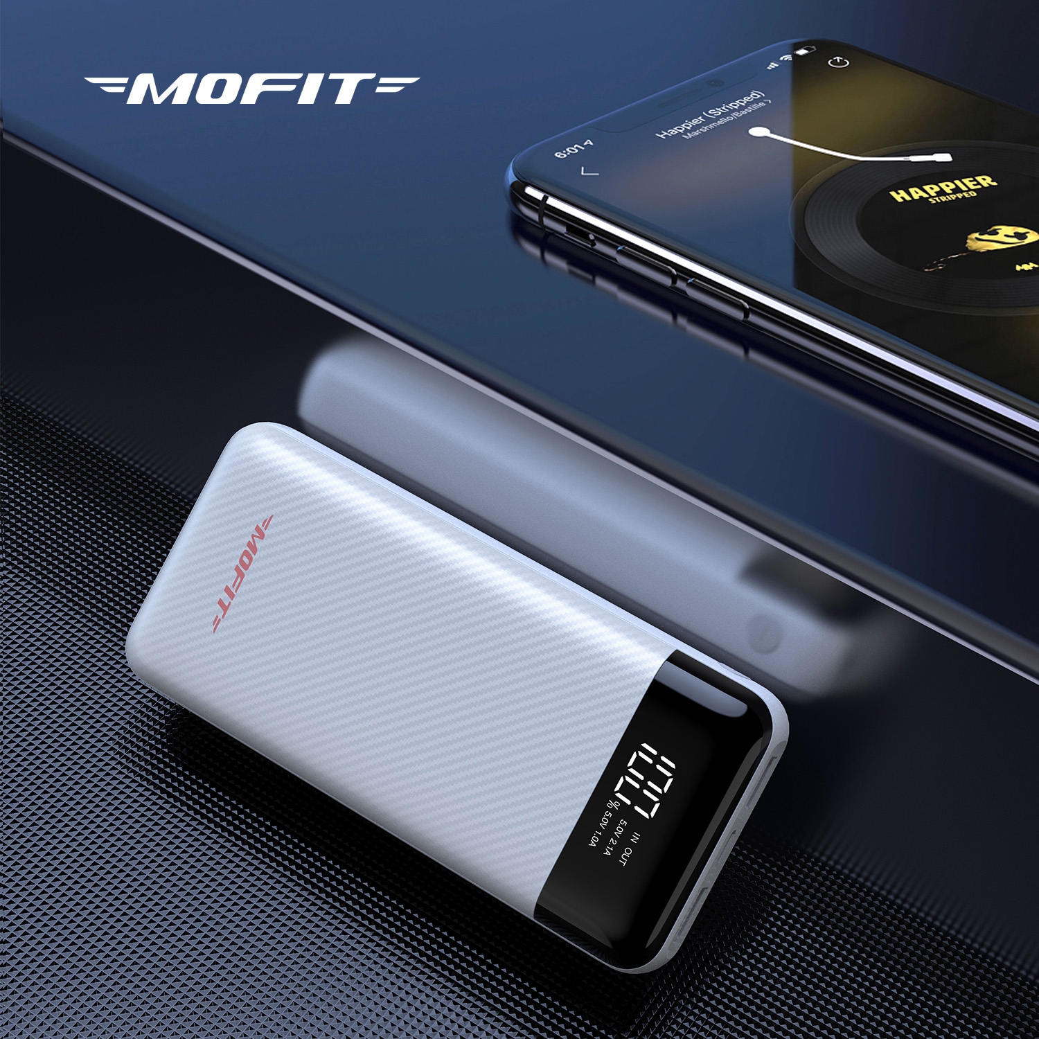 Original Mofit 20000mAh Power Bank with LED Digital Display Type-C Input, USB Port Output (M201 ...