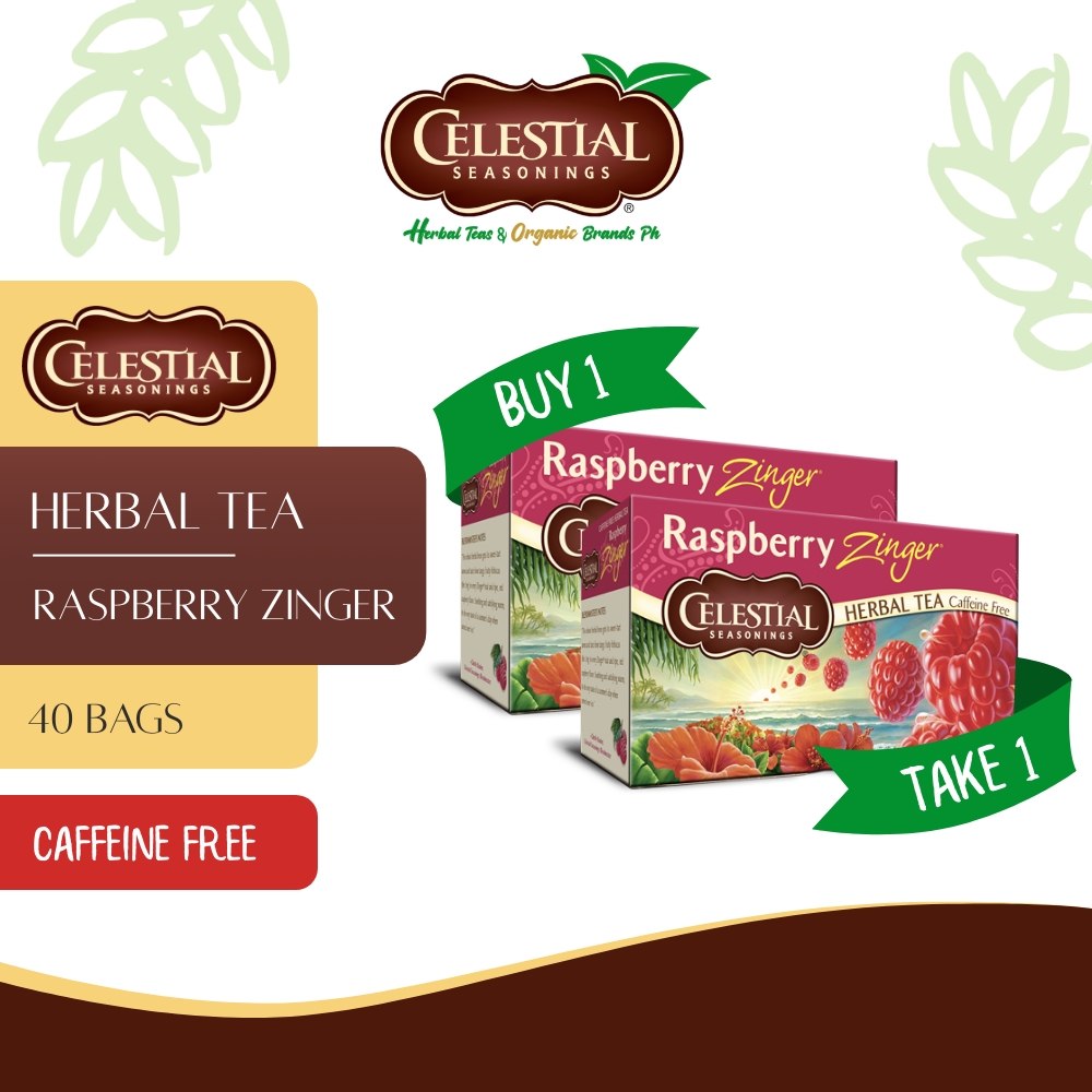 CELESTIAL SEASONINGS HERBAL TEA (Caffeine Free) Raspberry Zinger 20 Tea ...