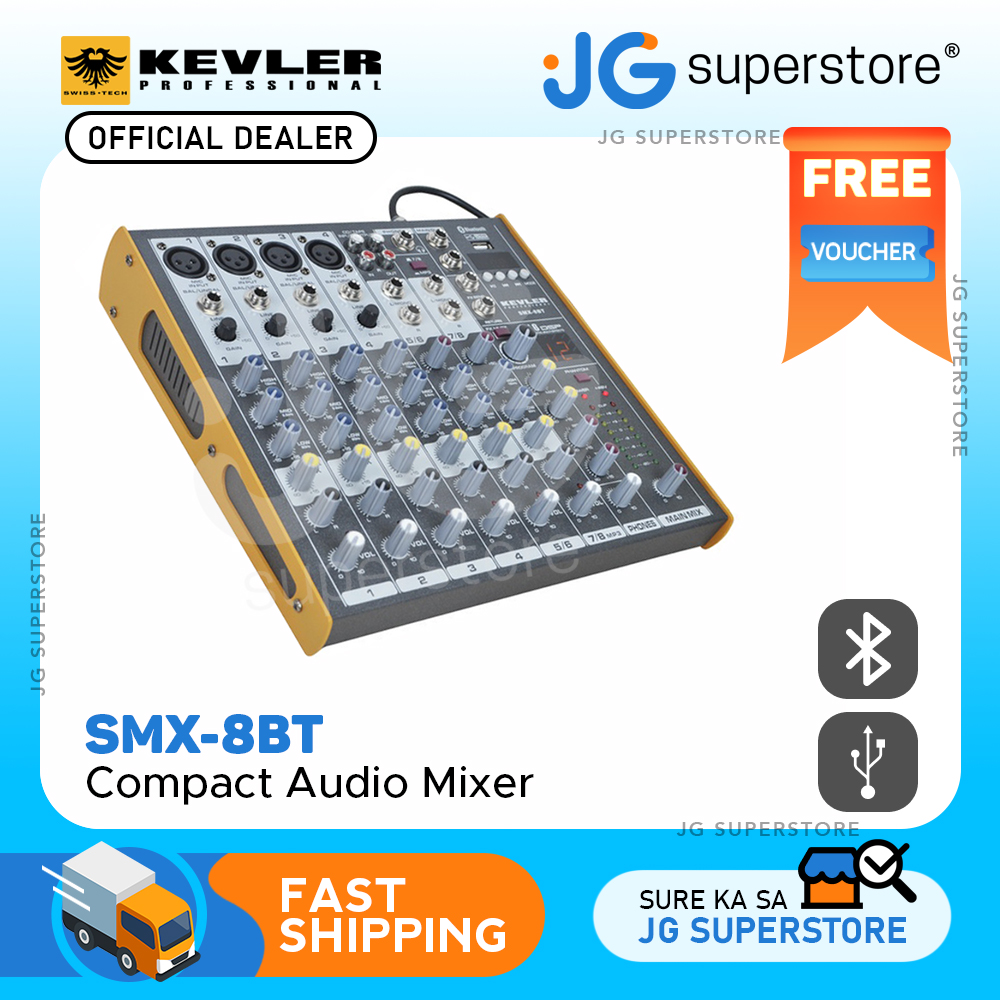 KEVLER SMX-8BT 8-Channel Compact Bluetooth Mixer with 4 Microphone/Line ...