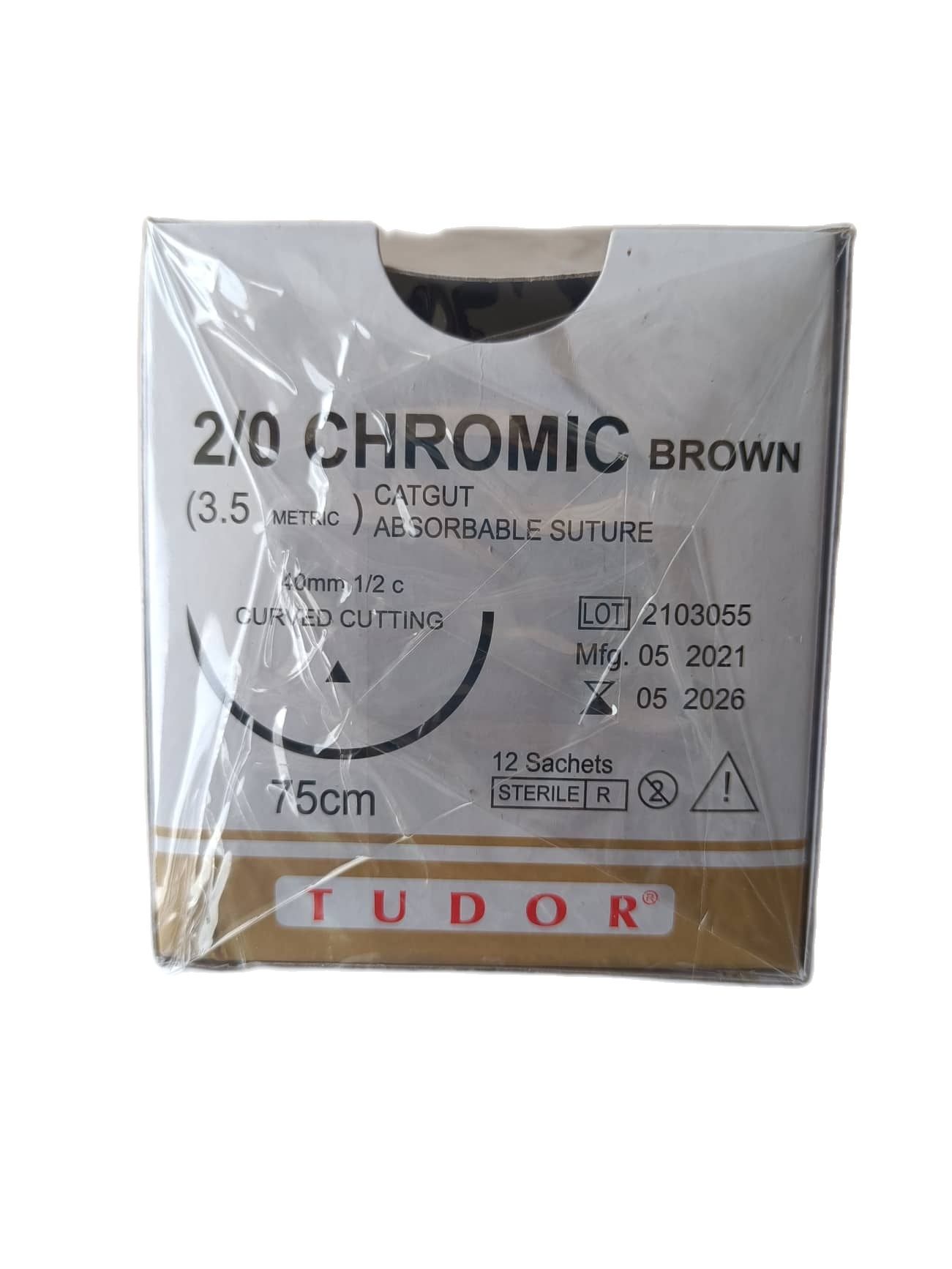 2/0 Chromic Brown Catgut Curved Cutting Absorbable Suture (12Sachet/Box ...