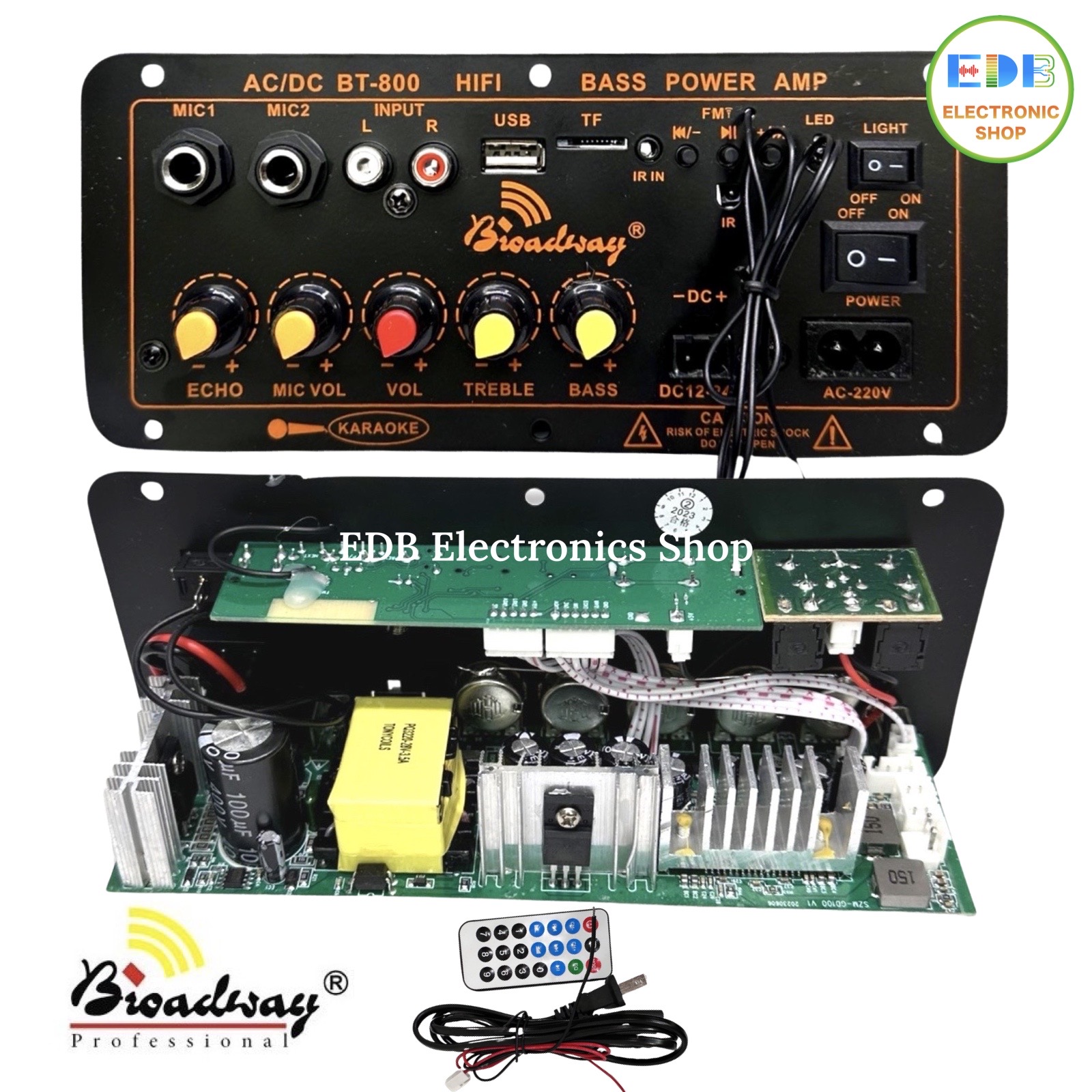 Original Broadway BT-800 Amplifier Kit with BT/FM/USB and 2 Mic Input ...