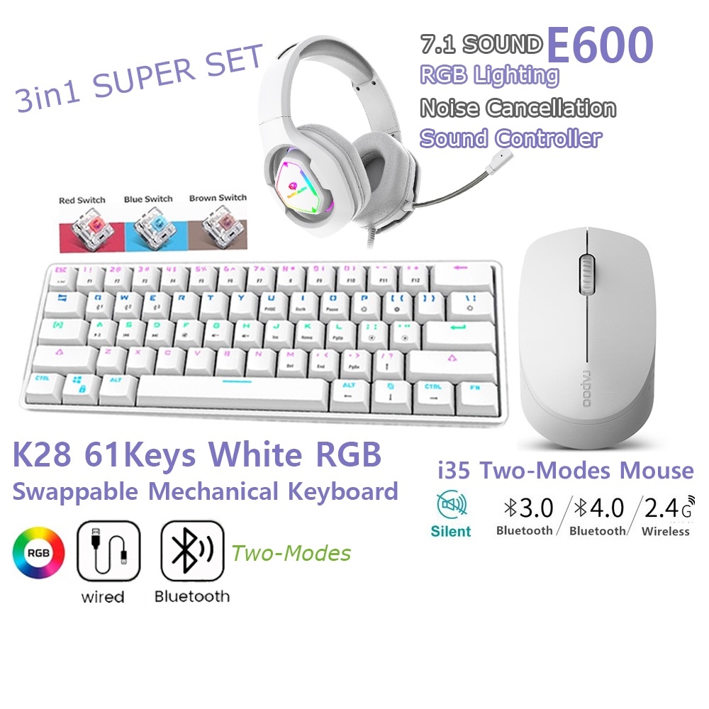 K28 RGB Light Effect Bluetooth Mechanical Keyboard with Dual Mode ...