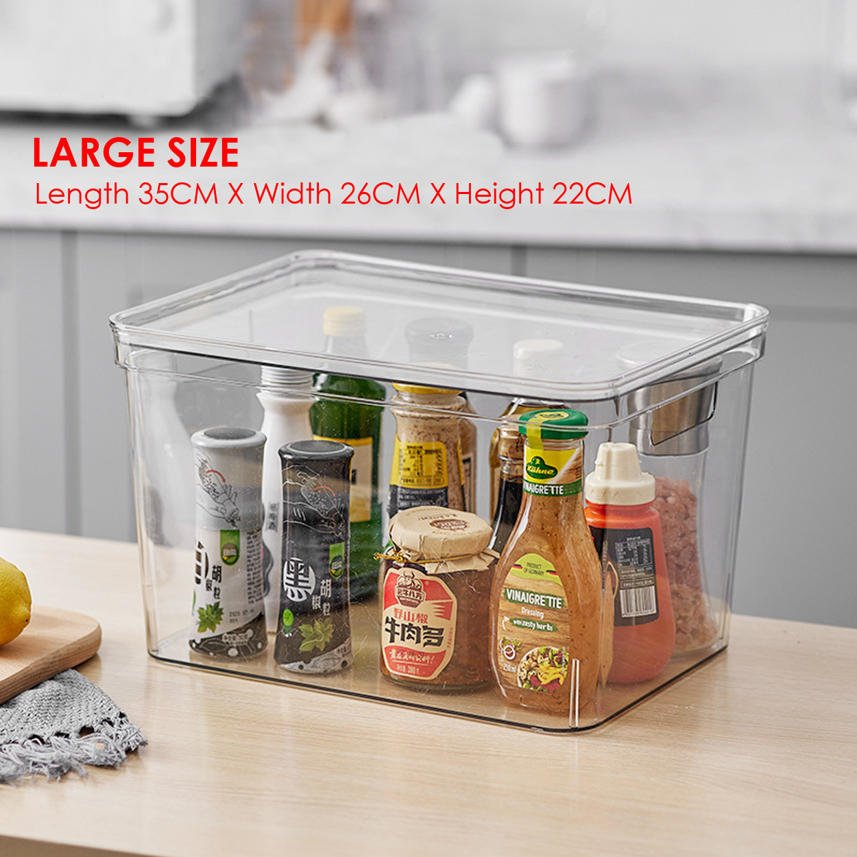 MAIA Acrylic Home Kitchen and Refrigerator Food Box with Lid, Large ...