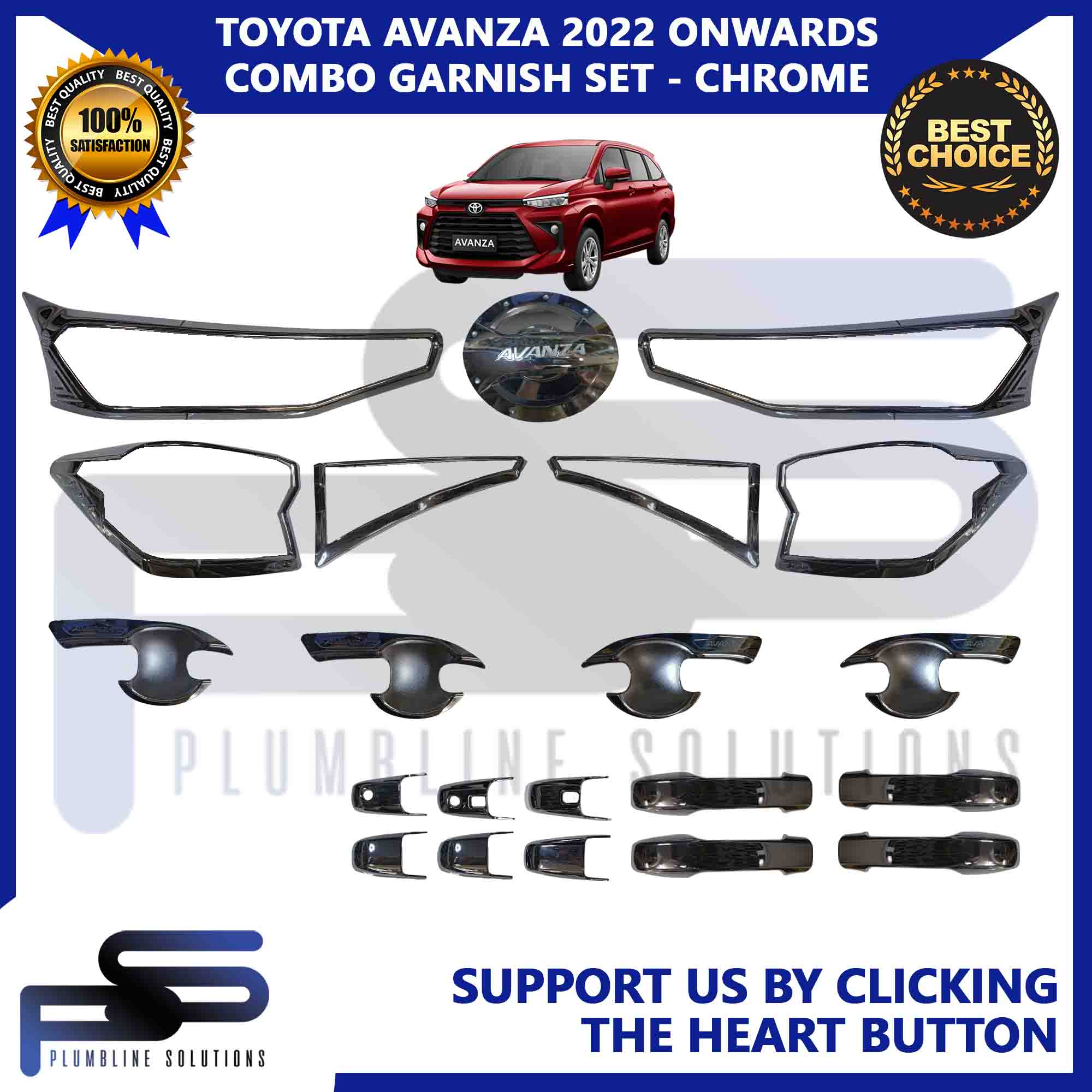 Toyota Avanza 2022 2023 Model Black 5 in1 Set Garnish Cover / Garnish Set Gas Tank Cover ...