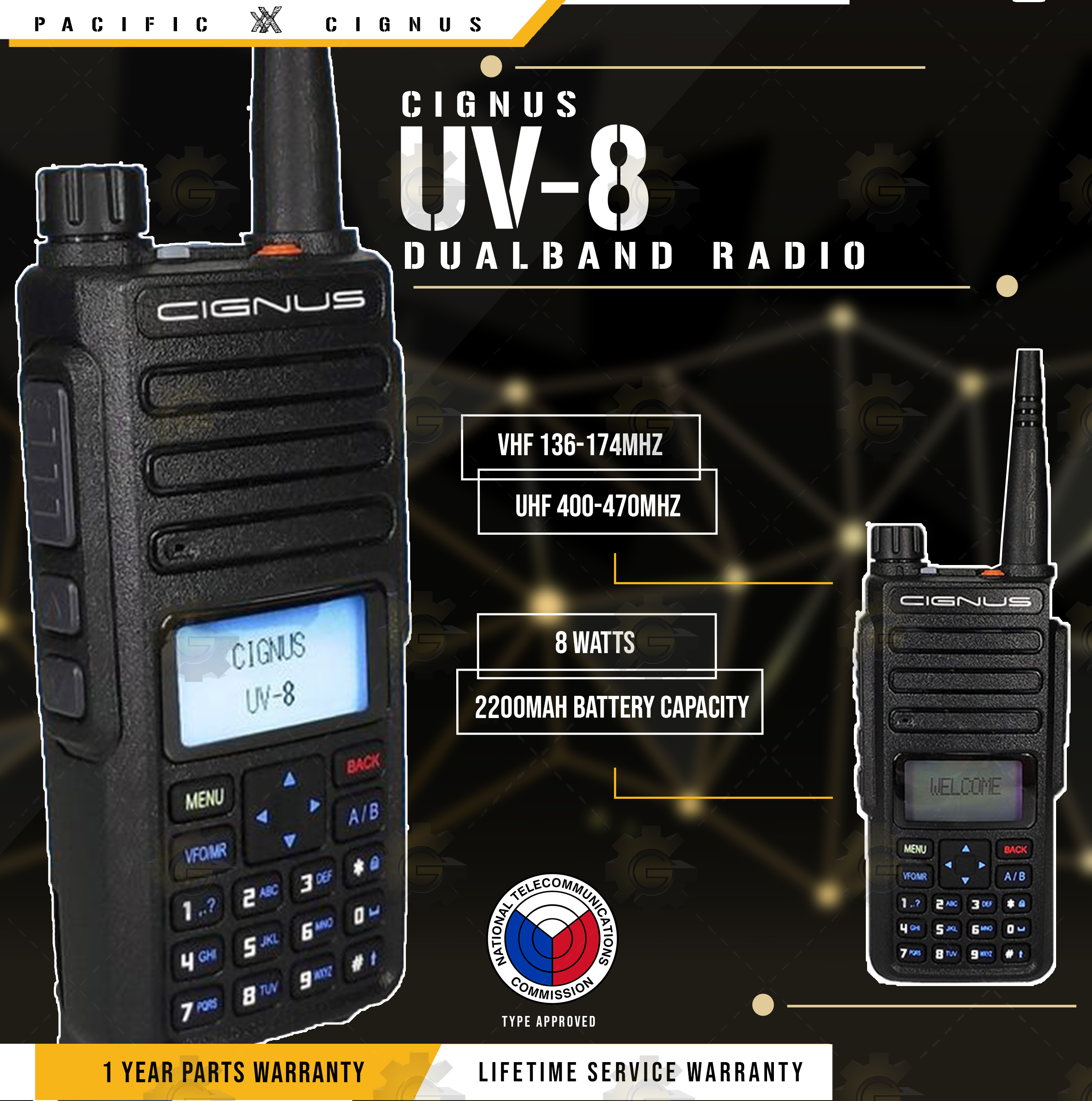Cignus UV8 8watts walkie talkie two-way radio | Lazada PH