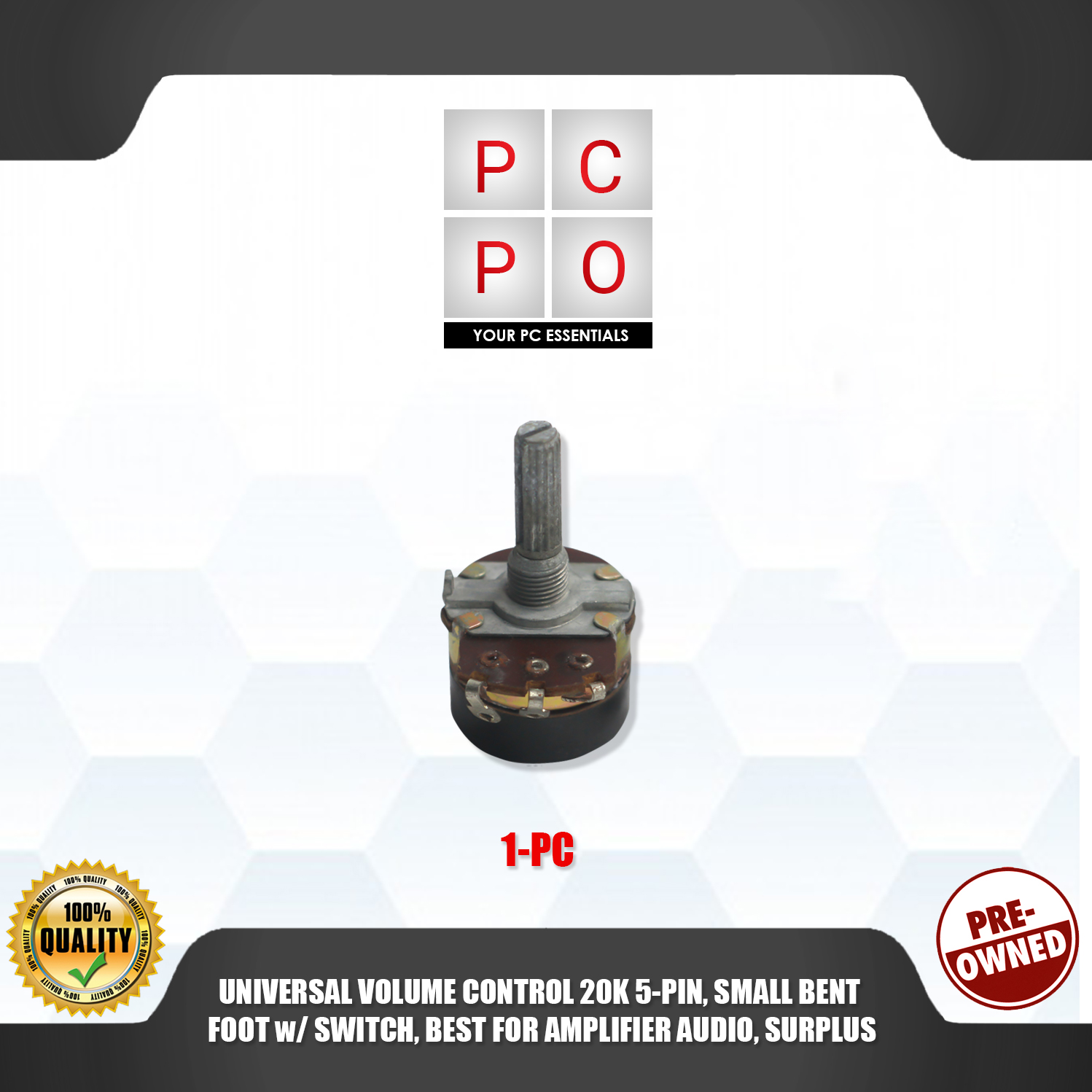 UNIVERSAL VOLUME CONTROL 20K 5-PIN, SMALL BENT FOOT w/ SWITCH, BEST FOR ...