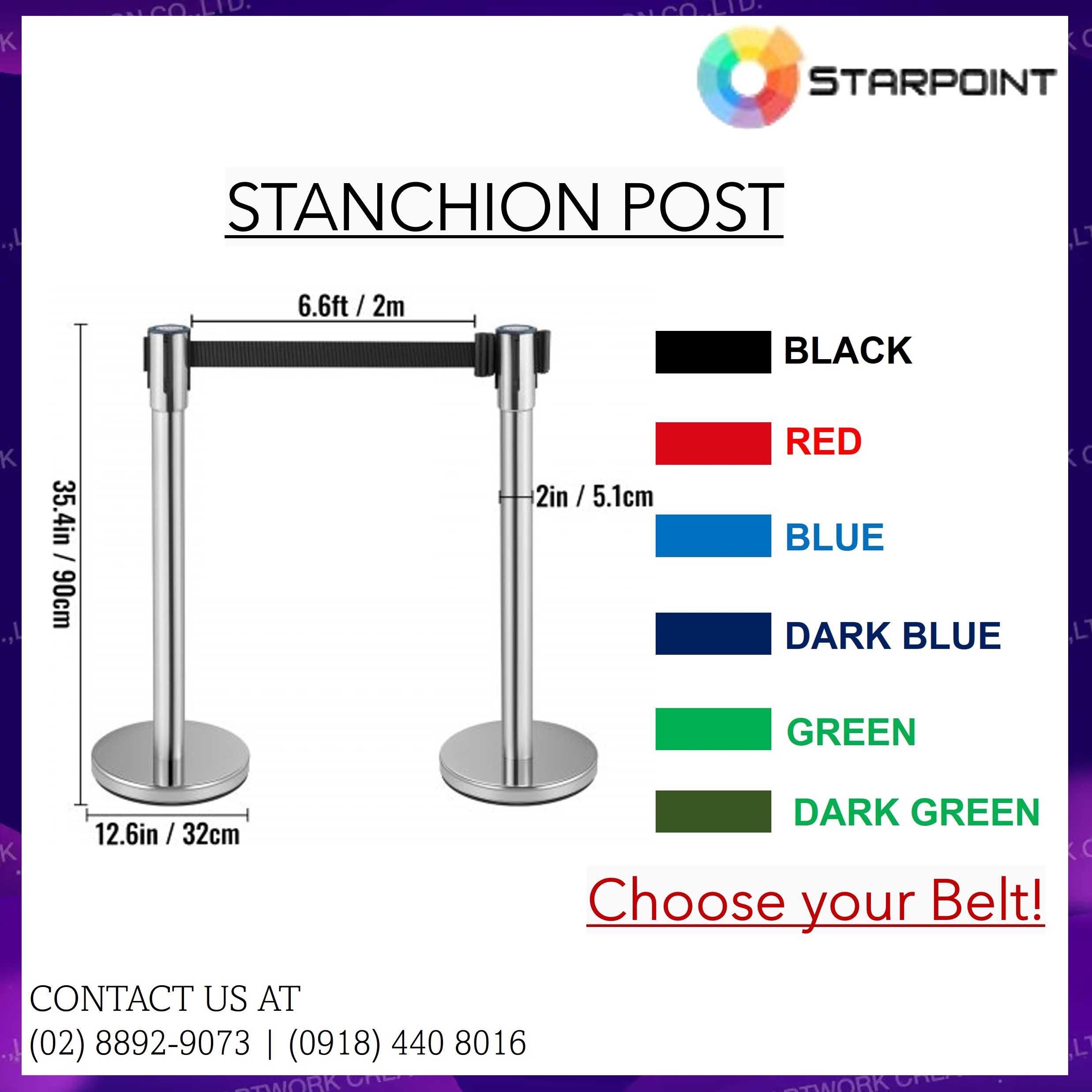 1PC Stanchion Post w/ 2meters Belt Length I Retractable Stanchion Post ...