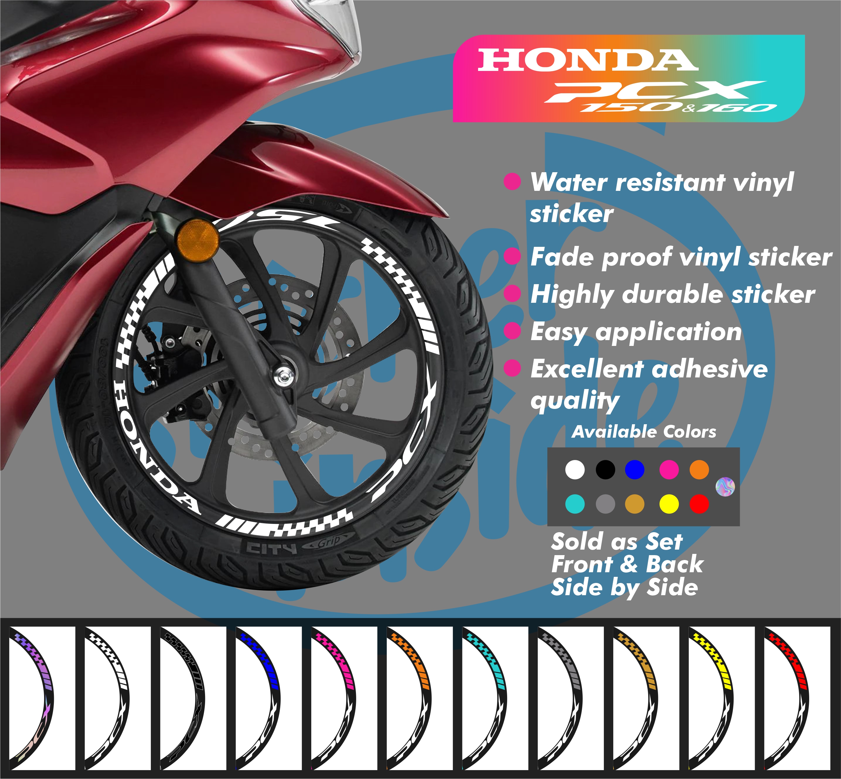 Honda PCX 150 Mag Decals Sticker Front & Back Side By Side 4pcs ...
