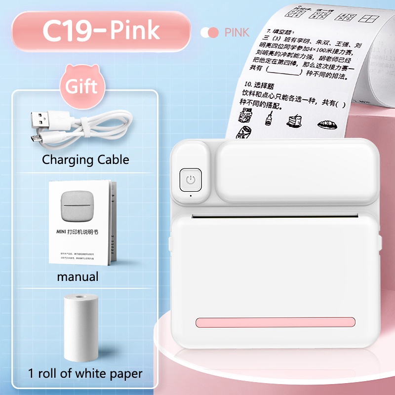 Mini Bluetooth Thermal Printer Photo Printer Label Sticker Paper ...