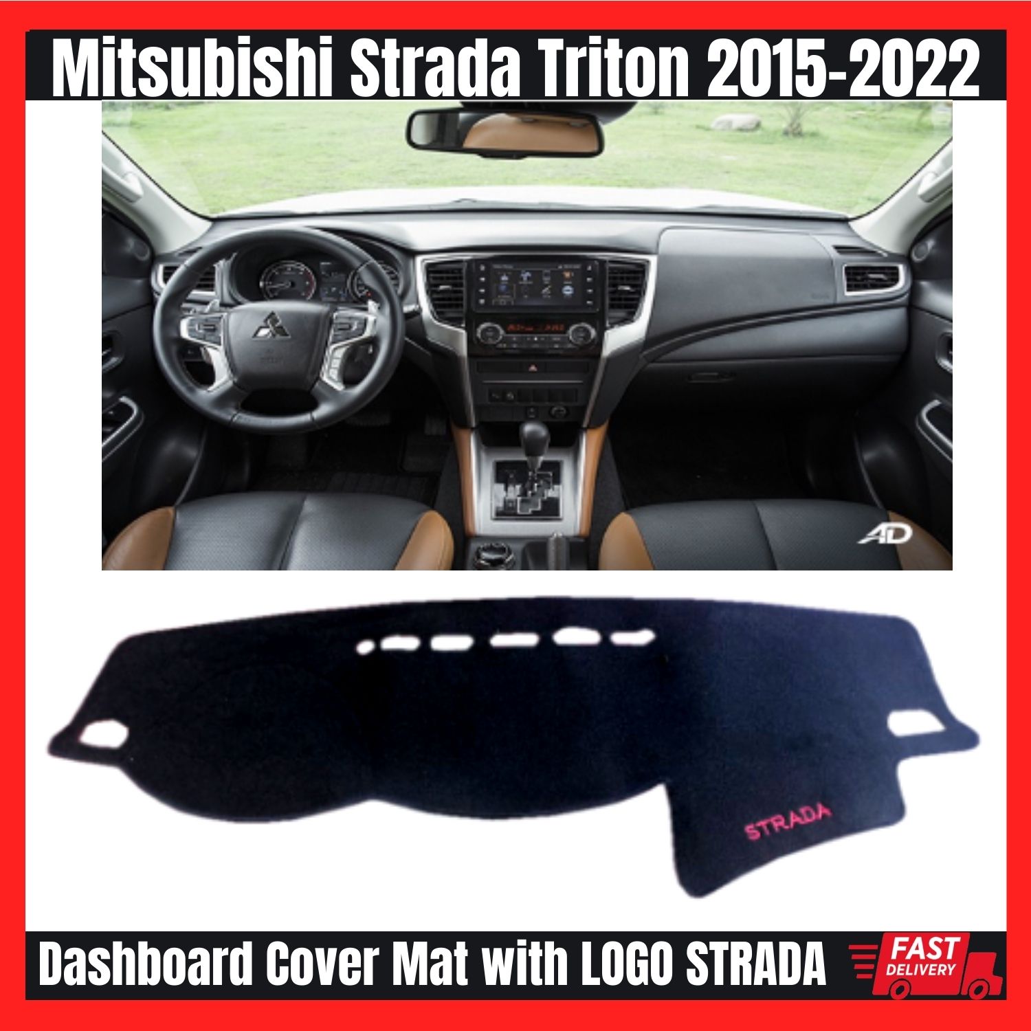 Mitsubishi Strada Triton 2015-2022 Panel Dashboard Cover Mat with LOGO ...