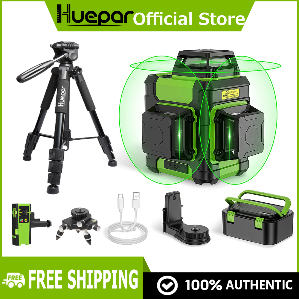 Huepar Laser Level Self Leveling 12 Lines 3D Cross Line Laser Green ...