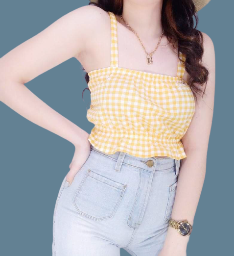 Checkered Peplum Garter Crop Top For Women | Lazada PH