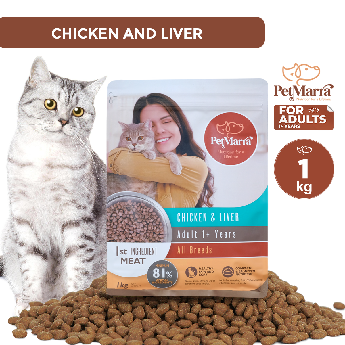 PetMarra Adult Cat / Kitten Dry Food Oceanfish Chicken Beef Liver Milk ...